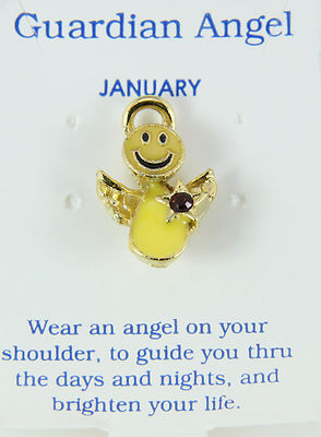 6030431 January Birthstone Smiley Face Angel Lapel Pin Brooch Tie Tack ...