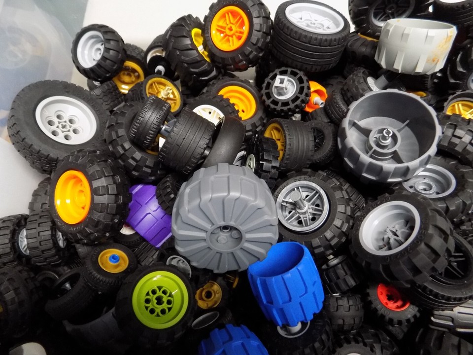 LEGO Bulk Lot 5 Pounds of Wheels,Rims and Tires Car Truck..... {WASHED ...