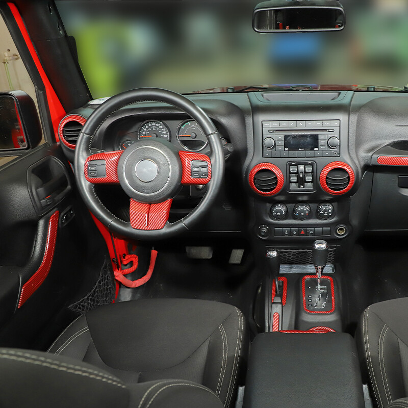 Interior Accessories Decor Trim Cover Kit Red For Jeep Wrangler JK 2011 ...