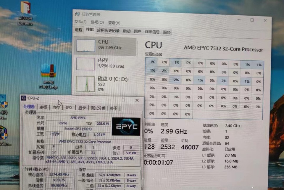 AMD EPYC 7532 + Supermicro H11SSL-i 32 cores 64 threads 2.4-3.3GHZ SP3 ...