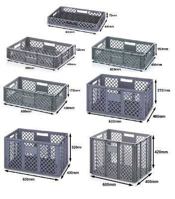 Euro Ventilated Perforated Stacking Storage Containers Boxes Crates 600 ...