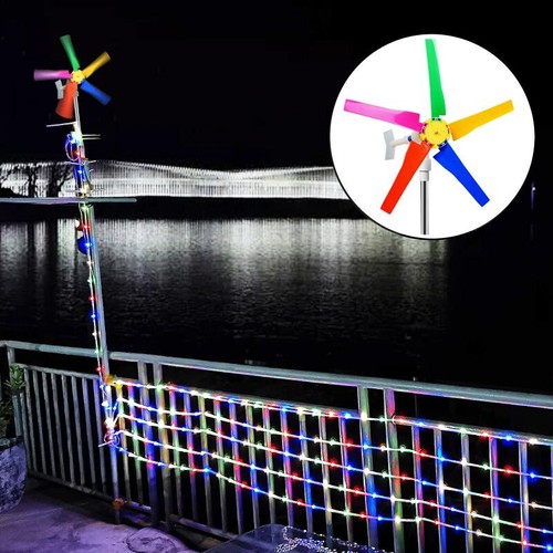 Wind Turbine Generator Model Led Night Light Weather Vane Garden Yard ...