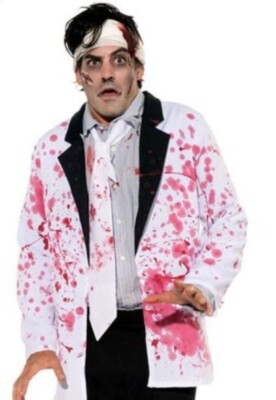 Unisex Bloody Surgeon Doctors Lab Coat Jacket Halloween Fancy dress ...