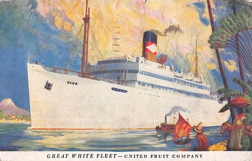 SS ULUA AT SEA ~ UNITED FRUIT CO. SHIP, ARTIST IMAGE ~ used from Cuba ...
