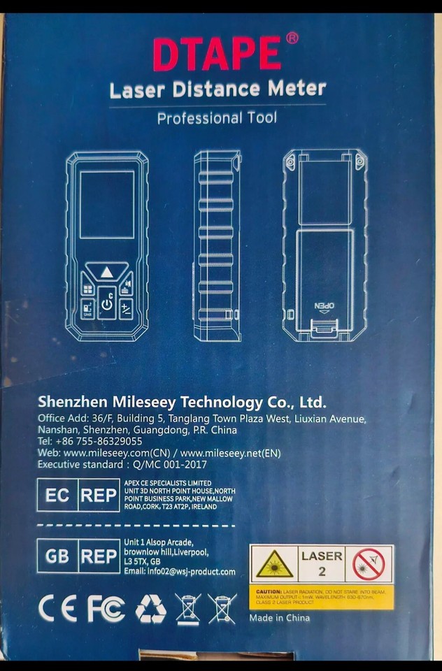 DTAPE DT50 Laser Distance Meter Measure New Box Still Closed | eBay