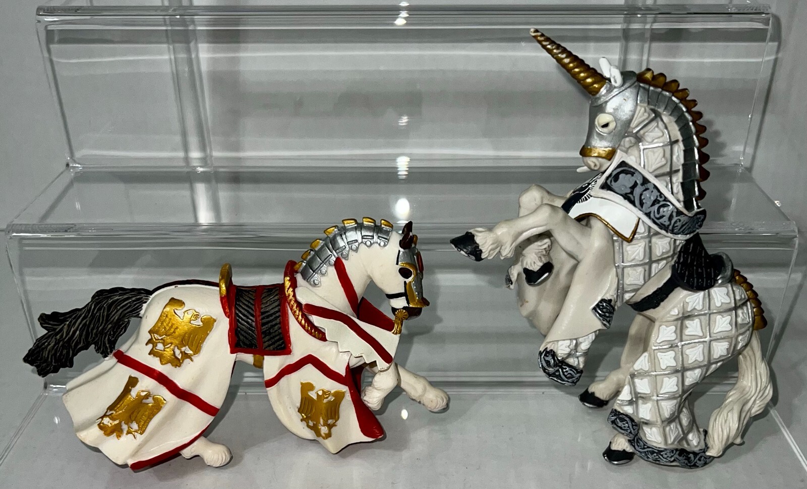 Papo Medieval Silver / White Unicorn & White Red Gold Knight Horse ...
