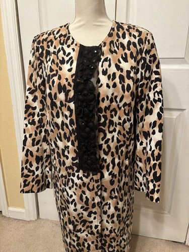 St. John Cotton Animal Print Duster, Size 12 | eBay