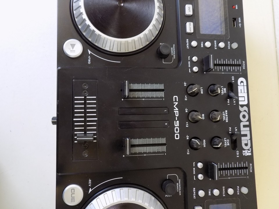 Gem Sound CMP-500 Dual CD/MP3 USB DJ Player Mixer Console w/ Jog Wheels ...