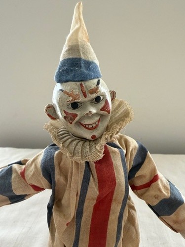 Schoenhut clown, all original, 1 part head, wooden cone under hat ...