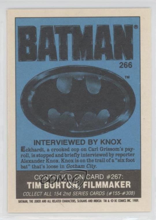 1989 O-Pee-Chee Batman Max Eckhardt Alexander Knox Interview By Knox ...