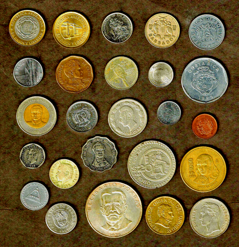 South/Central America/Caribbean 25 mixed coins w/bimetallic + Panama ...