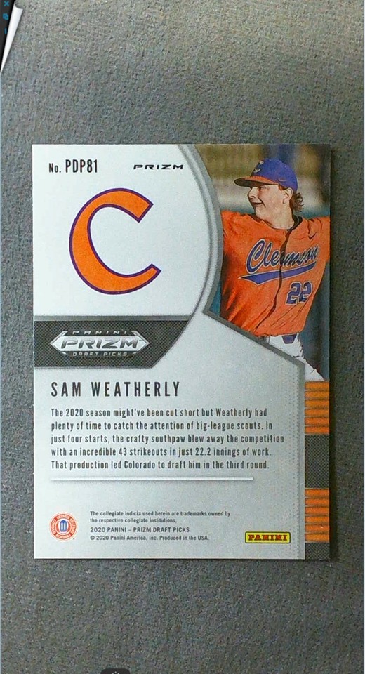 2020 Panini Prizm Draft Silver Holo Prizm #PDP81 Sam Weatherly | eBay