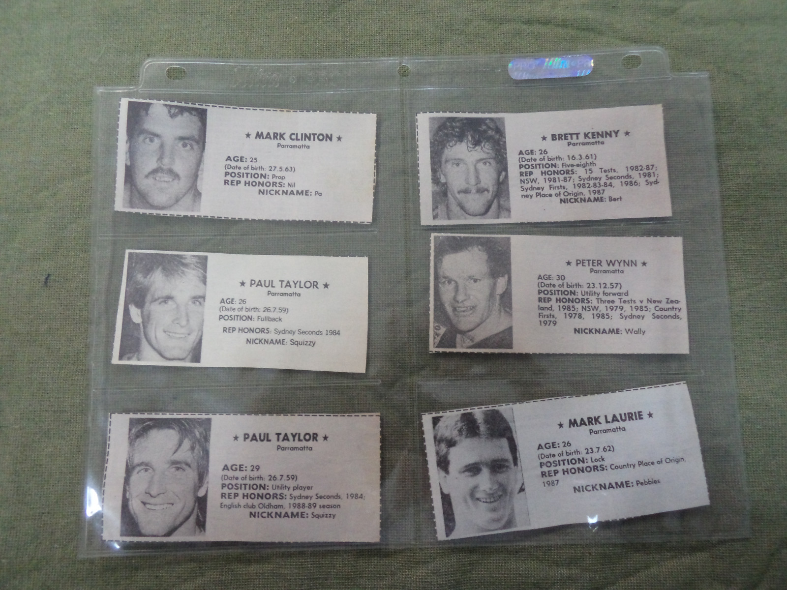 #2. SIX 1987-1989 PARRAMATTA EELS DAILY MIRROR NEWS RUGBY LEAGUE PLAYER ...