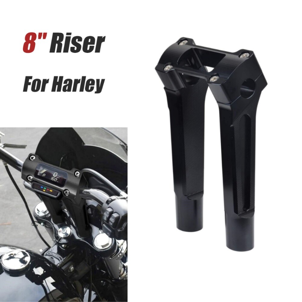 Black 8" Pullback 1" HBlackandlebar Risers Clamp For Harley Touring ...