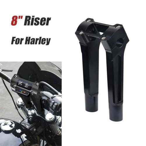 Black 8" Pullback 1" HBlackandlebar Risers Clamp For Harley Touring ...