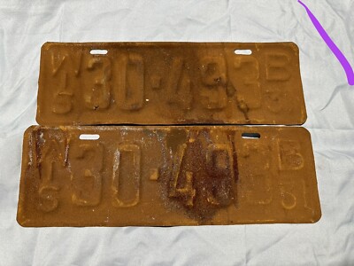 Vintage Wisconsin Class B License Plate 1931 Matching Set 30-493 B ...