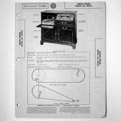 Zenith Model 9H995 Chassis 9E21Z Radio Phono - SAMS Photofact ™ 1949 ...