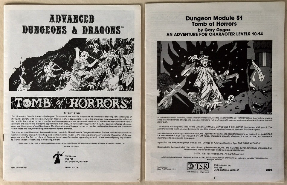 Advanced Dungeons & Dragons Tomb of Horrors module S1 X2 early ...