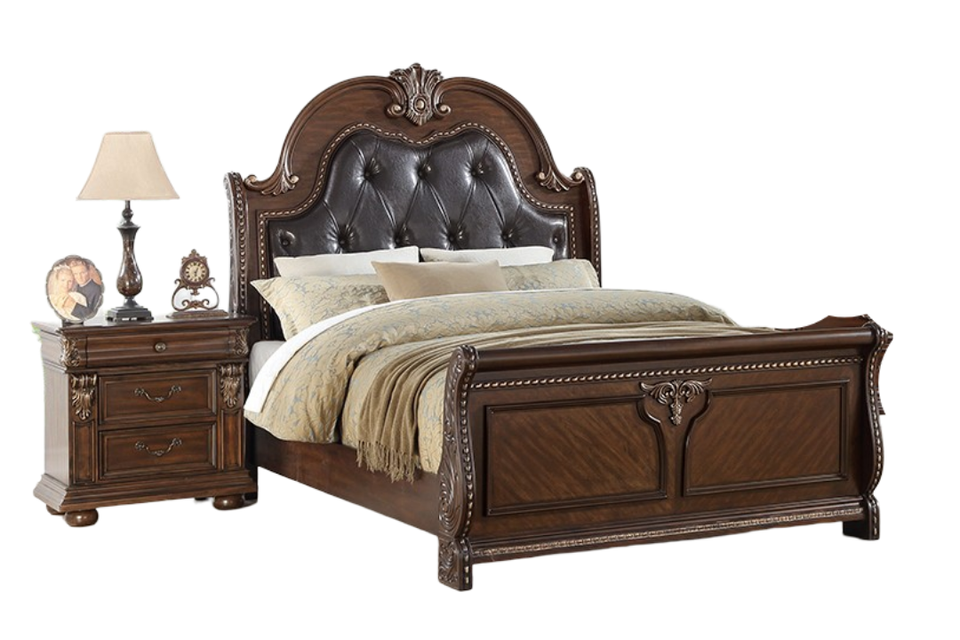 Light Gray Velvet Upholstered 1pc Eastern King Size Bed Curved Design ...