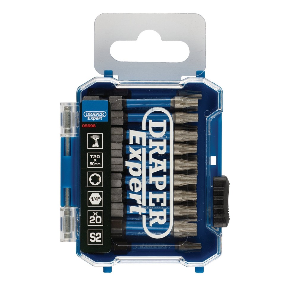 Draper Expert Torx Star Impact Screwdriver Bits 20 T20 x 50mm 1/4" Hex ...