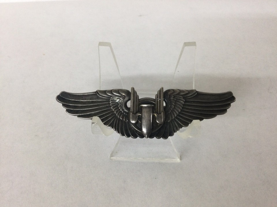 WW2 USAAF Sterling Silver Pilot Wings Pin Military Aerial Gunner 20.2 ...