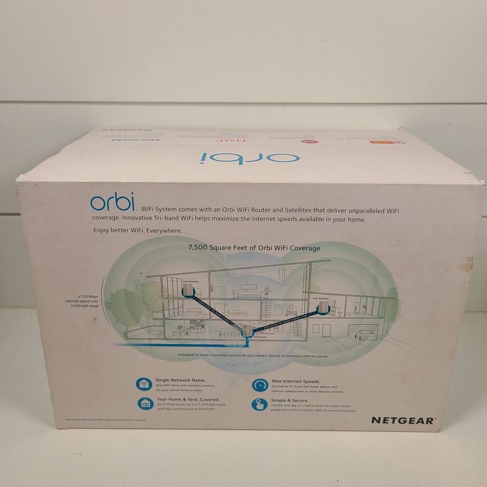 NETGEAR RBK53S - 100NAS Orbi AC3000 Tri-band WiFi System 3 Units in box ...