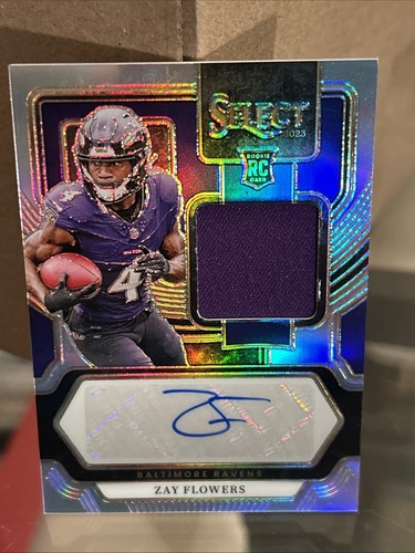 Zay Flowers 2023 NFL Panini Select /199 Silver Rookie Patch Auto RPA RC ...