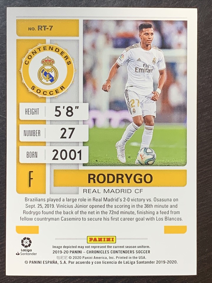 2019-20 Panini Chronicles Contenders Rookie Ticket, Rodrygo Rookie Card ...