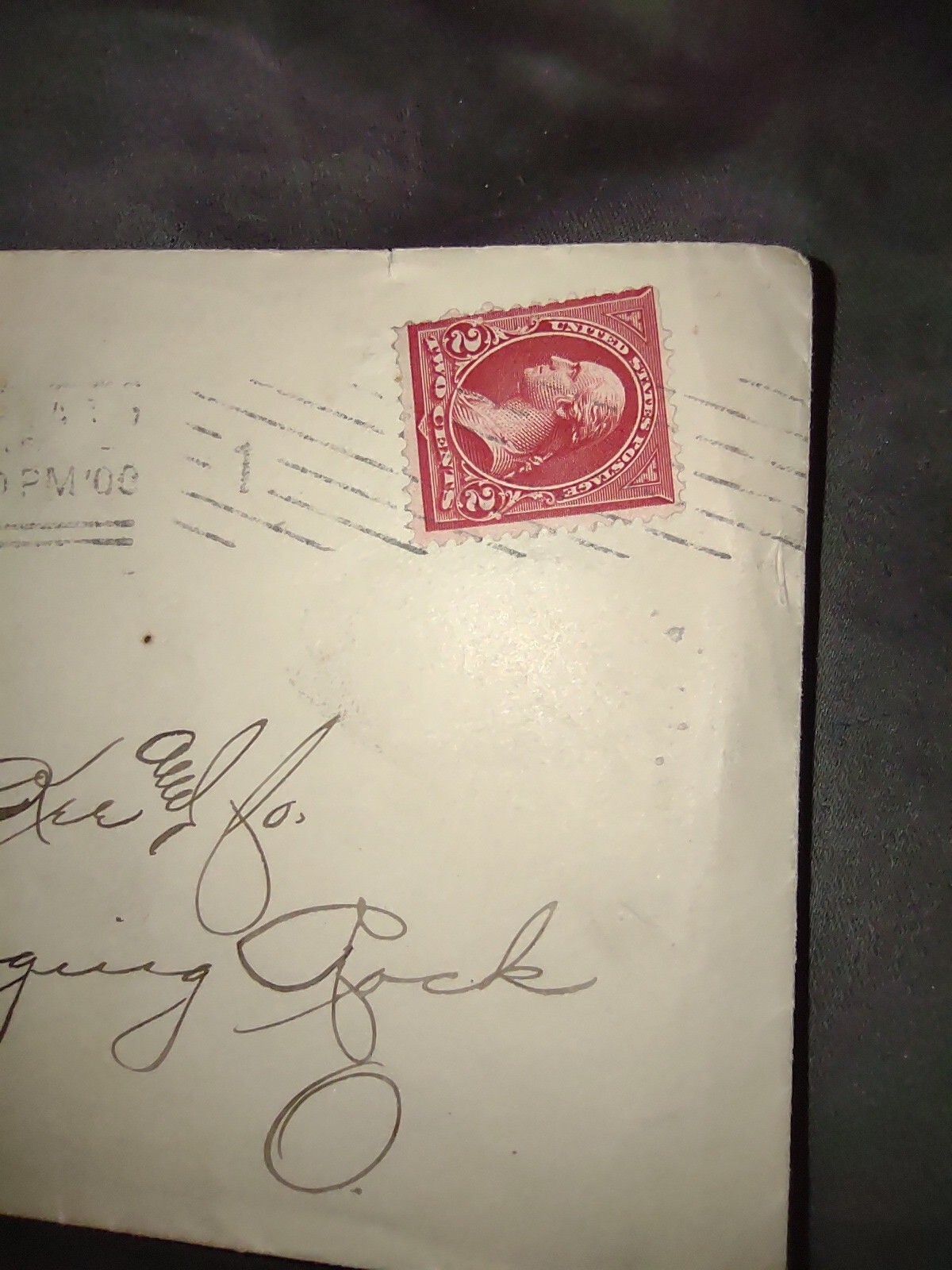ANTIQUE POSTMARKED ENVELOPE GEORGE WASHINGTON DEEP RED TWO CENT STAMP ...