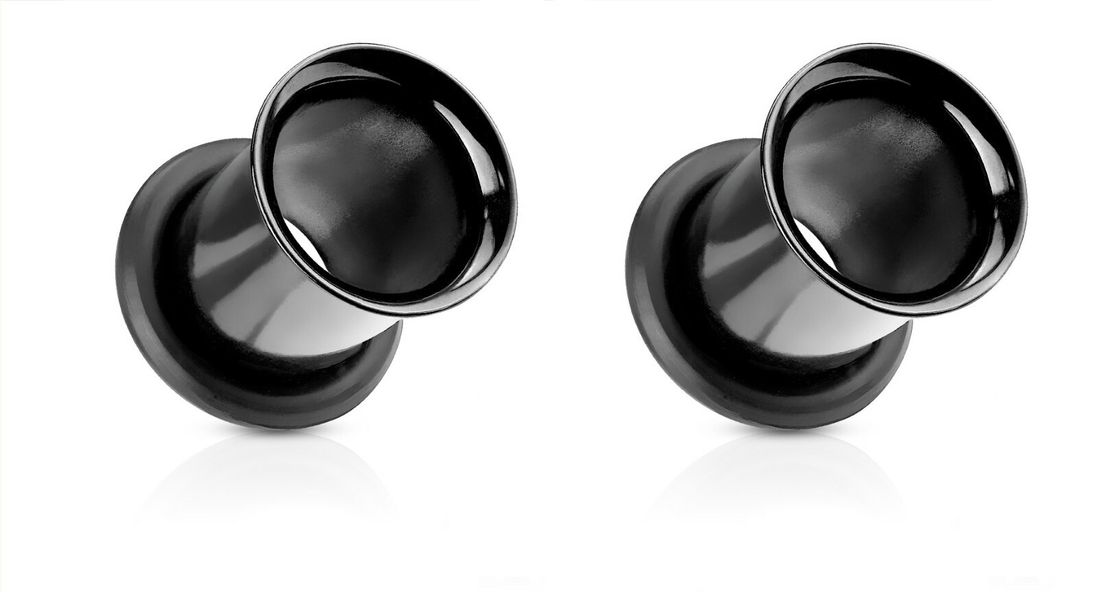 7MM BLACK PVD STEEL SINGLE FLARE TUNNELS EYELET EAR STRETCHERS FLESH ...