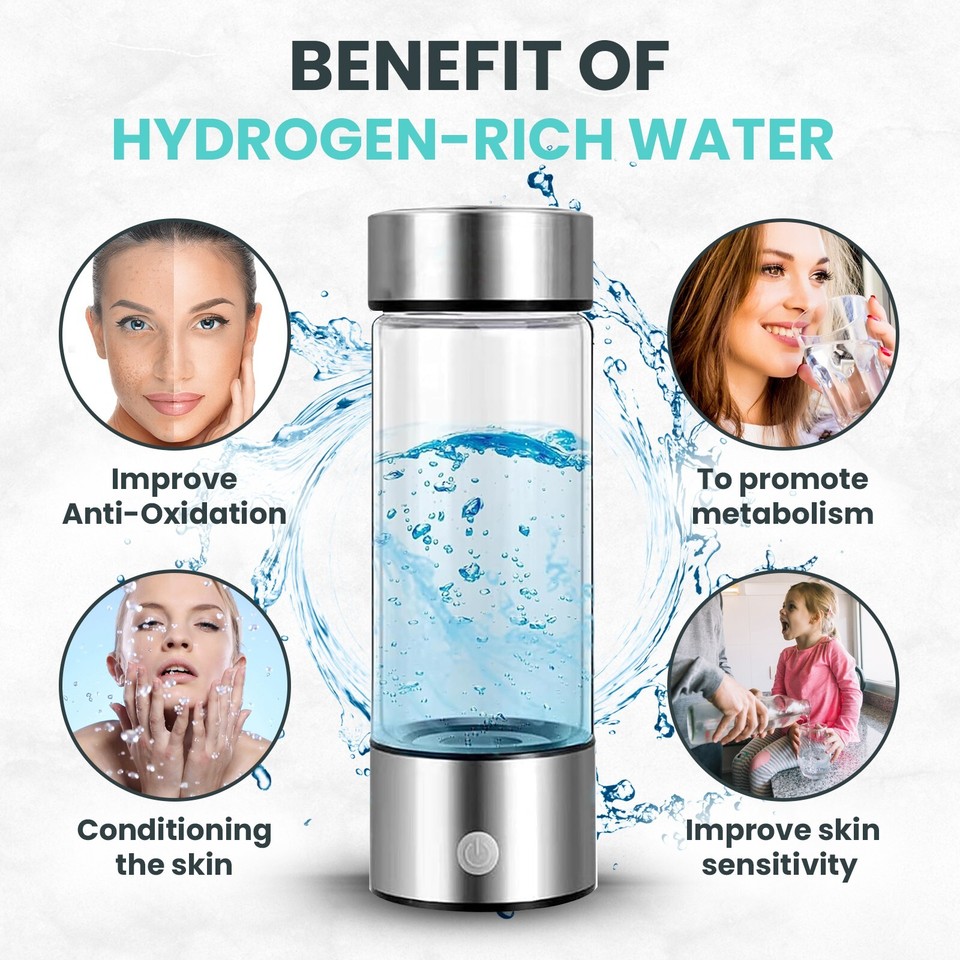 Hydrogen Water 450ML Rich Alkaline Portable Glass Bottle Generator ...