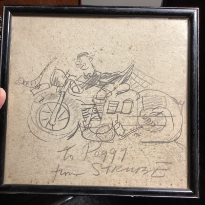 Original Cartoon Man On Motorbike By Well Known Cartoonist Sidney ...