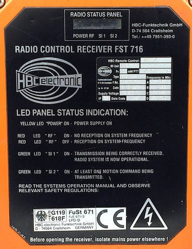 HBC Electronic FST 716 Radio Remote Control Receiver 230VAC IP55 Radio ...