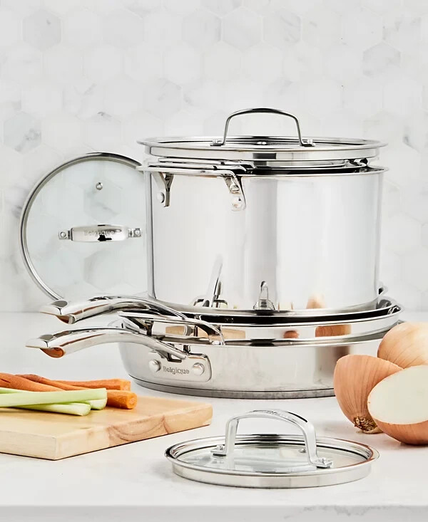 Belgique Stackable 10-Pc. Stainless Steel Cookware Set | eBay
