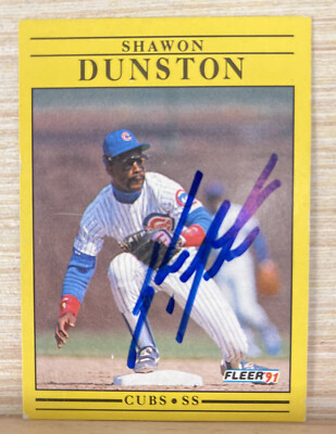 Shawon Dunston autographed Baseball Card (Chicago Cubs, SC) 1991 Fleer ...