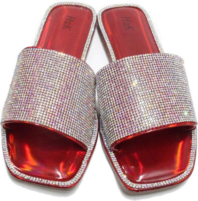 H2K Women's Summer Glitter Bling Slides Sandals Shoes Red Size 5 | eBay
