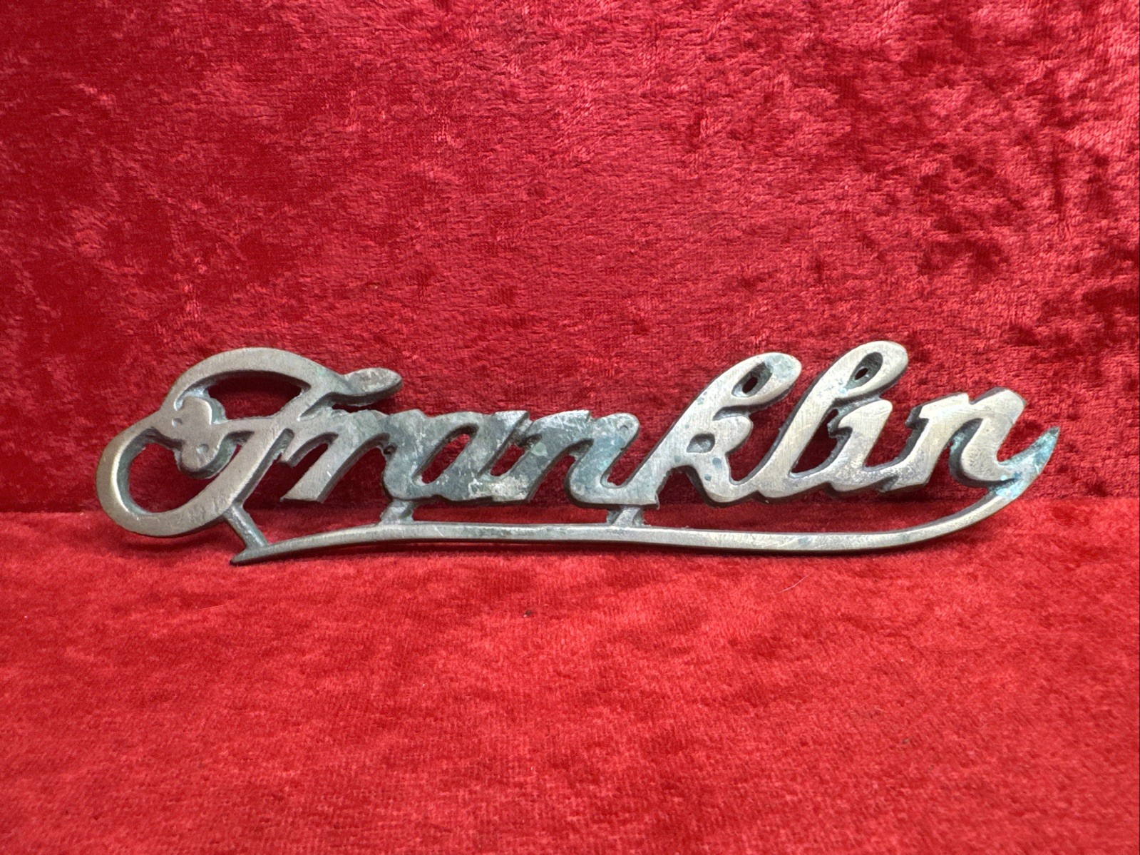 Barn Find Antique Brass Franklin Script Radiator Grille Emblem | eBay