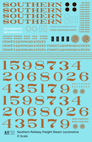 K4 O Scale Decals Southern Railway Freight Steam Locomotive Gold | eBay