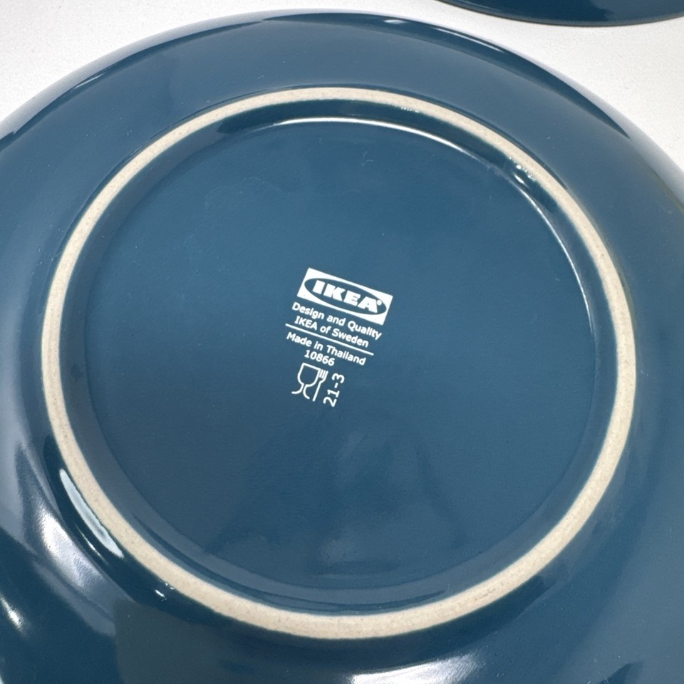 IKEA Fargrik Dark Turquoise 10866 Set Of 4 Dinner Plates 4 Salad Plates ...