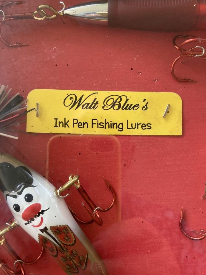 Framed Display Of 6 Vintage Folk Art Ink Pen Fishing Lure By Walt Blue ...