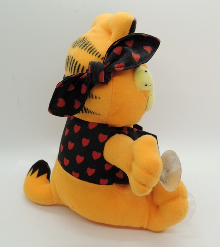 Vintage Garfield Hang-On Window Cling Plush Vest Bandana Hearts Biker ...