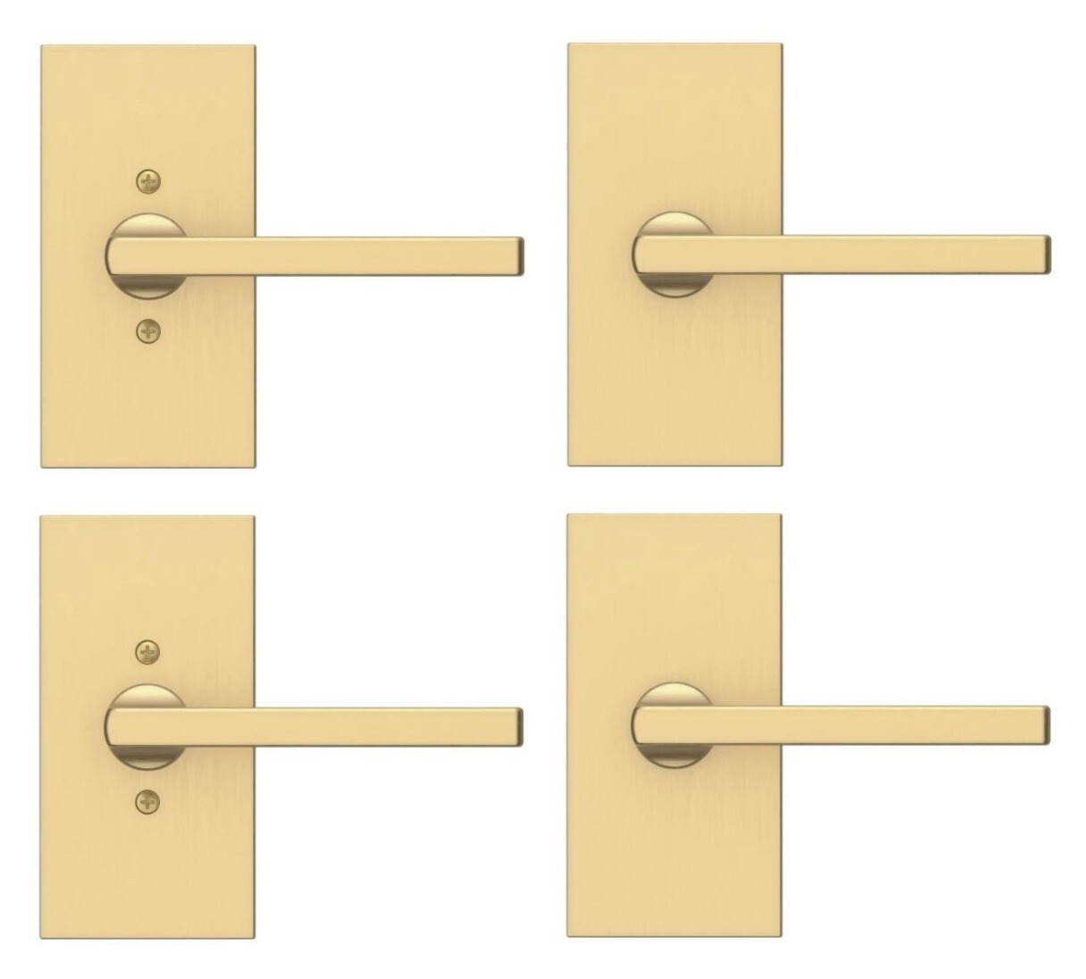 2-Pack Baldwin Square Passage PSSQUCFR044 Door Lever Set w/5" Rectangle ...