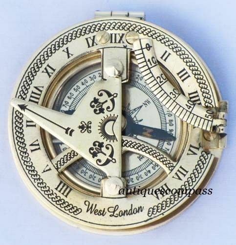 Brass Nautical Marine Sundial Working Compass-WEST LONDON Replica Gift ...