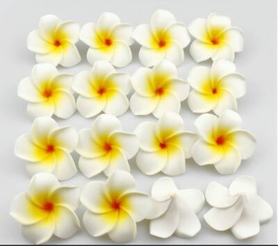 Artificial Frangipani Flowers x50 Small 4-5cm Foam Plumeria Fake ...