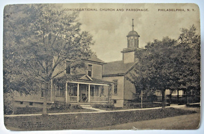 1913 Congregational Church & Parsonage, Philadelphia, N.Y. Postcard | eBay