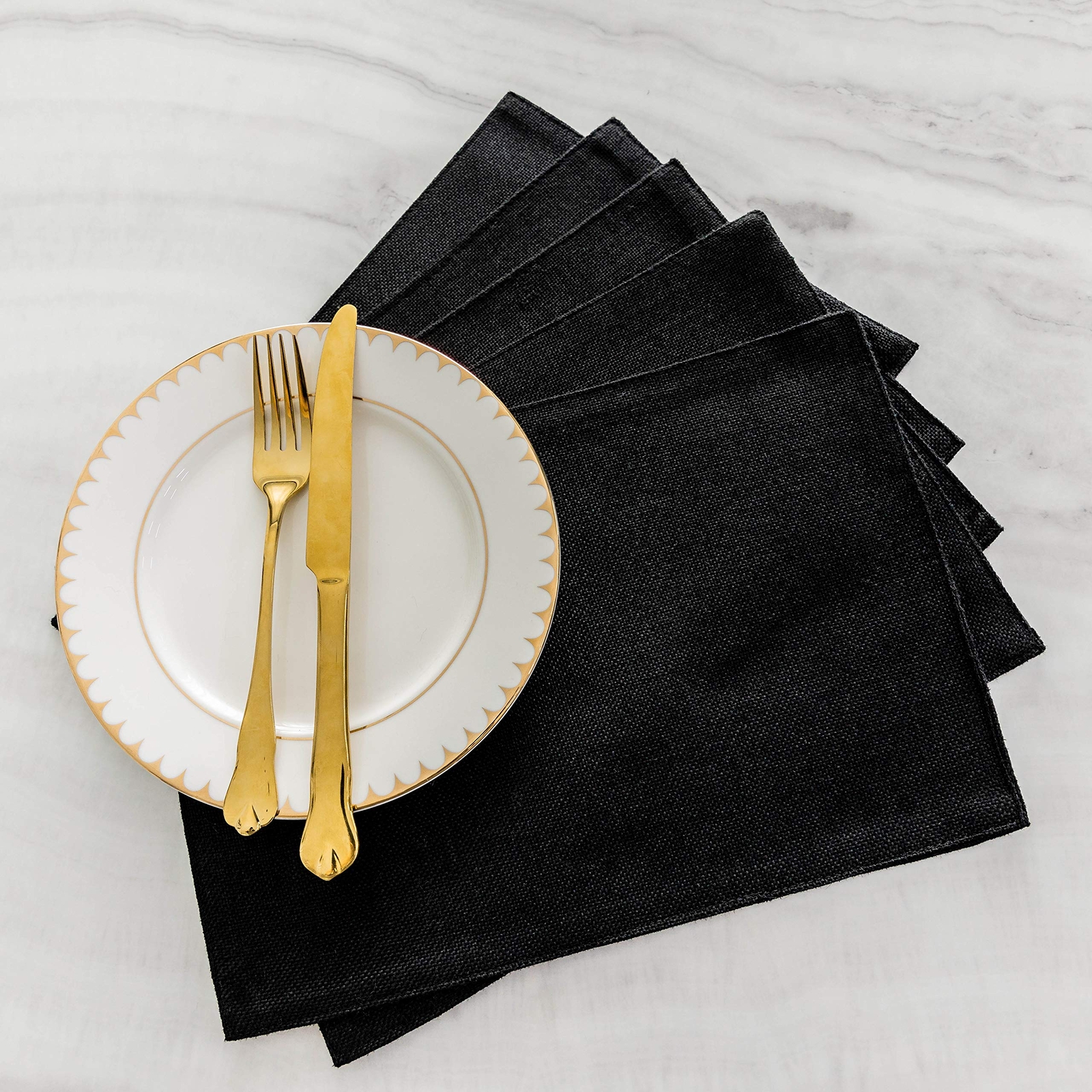 Black Placemats Set of 4 Heat Resistant Black Table Mats Cloth Dining ...
