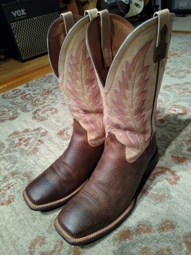ARIAT COBALT QUANTUM BROWN LEATHER SQUARE TOE COWBOY BOOTS #10009581 ...