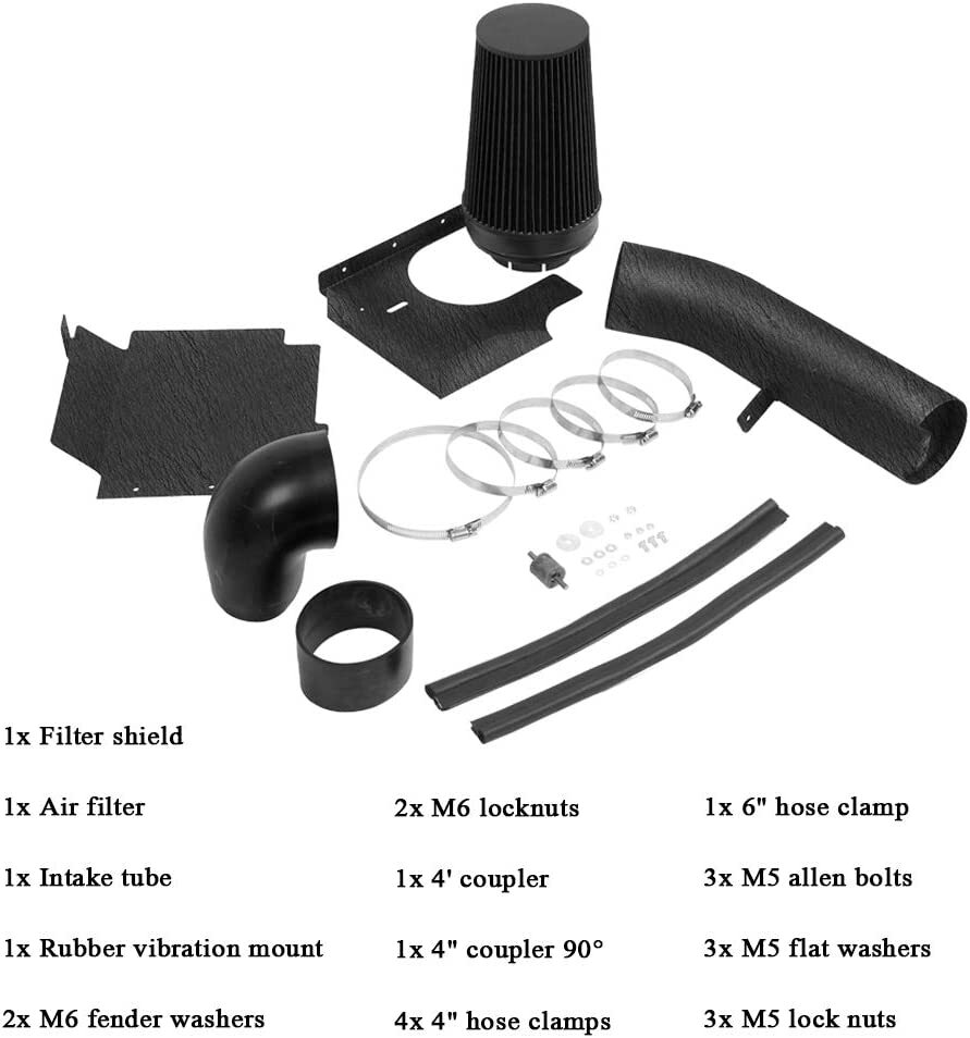 4" Textured Cold Air Intake Pipe Heat Shield For 99-06 GMC Sierra 1500 ...