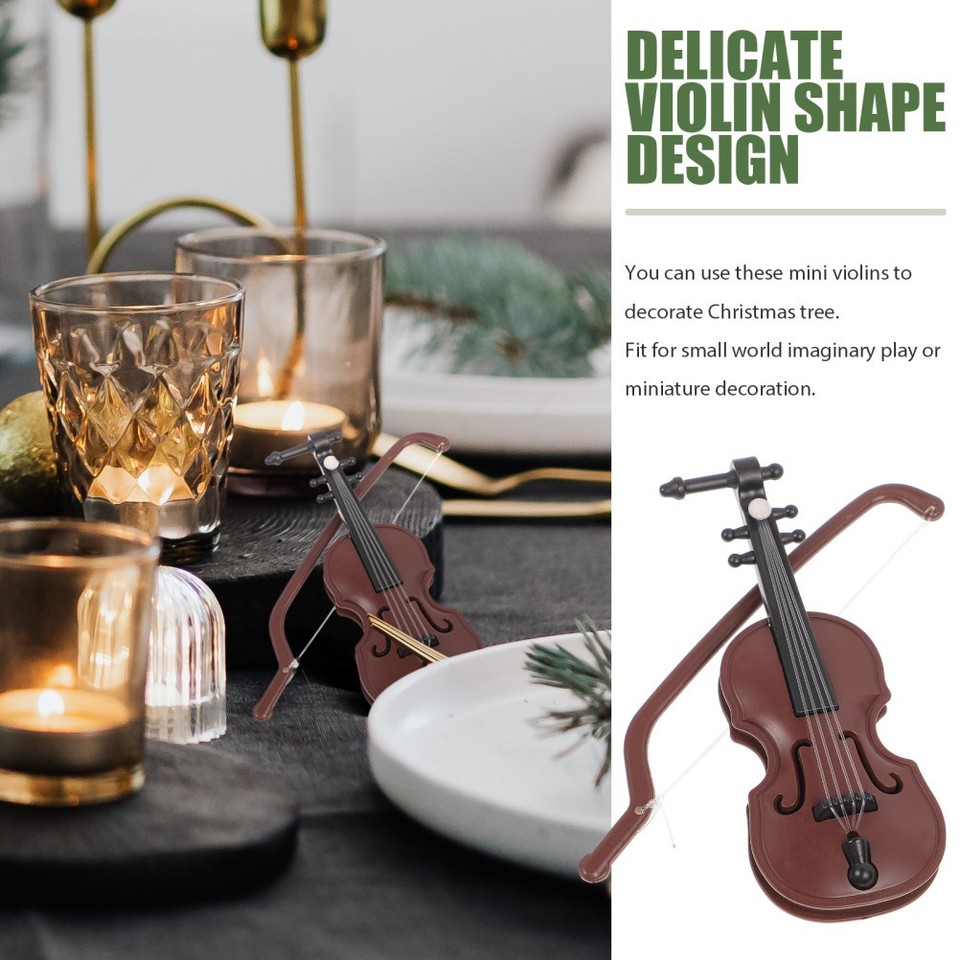 20 Sets Mini Violin Crafts Plastic Desktop Ornaments Christmas ...