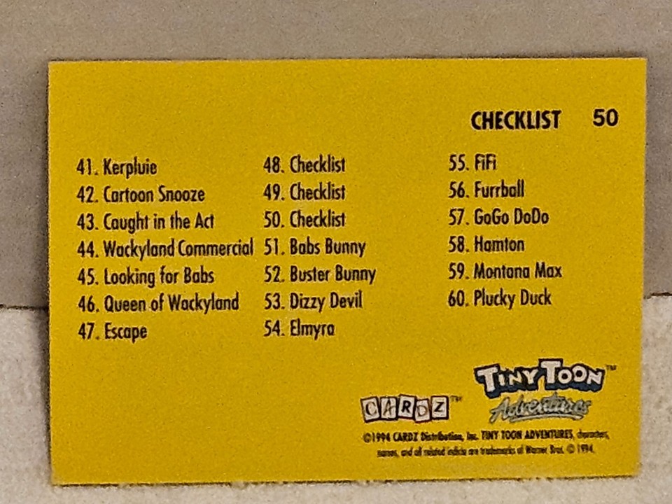 1994 Cardz Tiny Toon Adventures Trading Cards You-Pick - Complete your ...